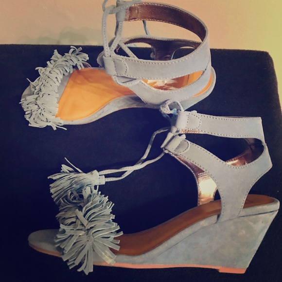 Material Girl | Shoes | New Material Girl Haniya Blue Wedge Sandals 6m ...